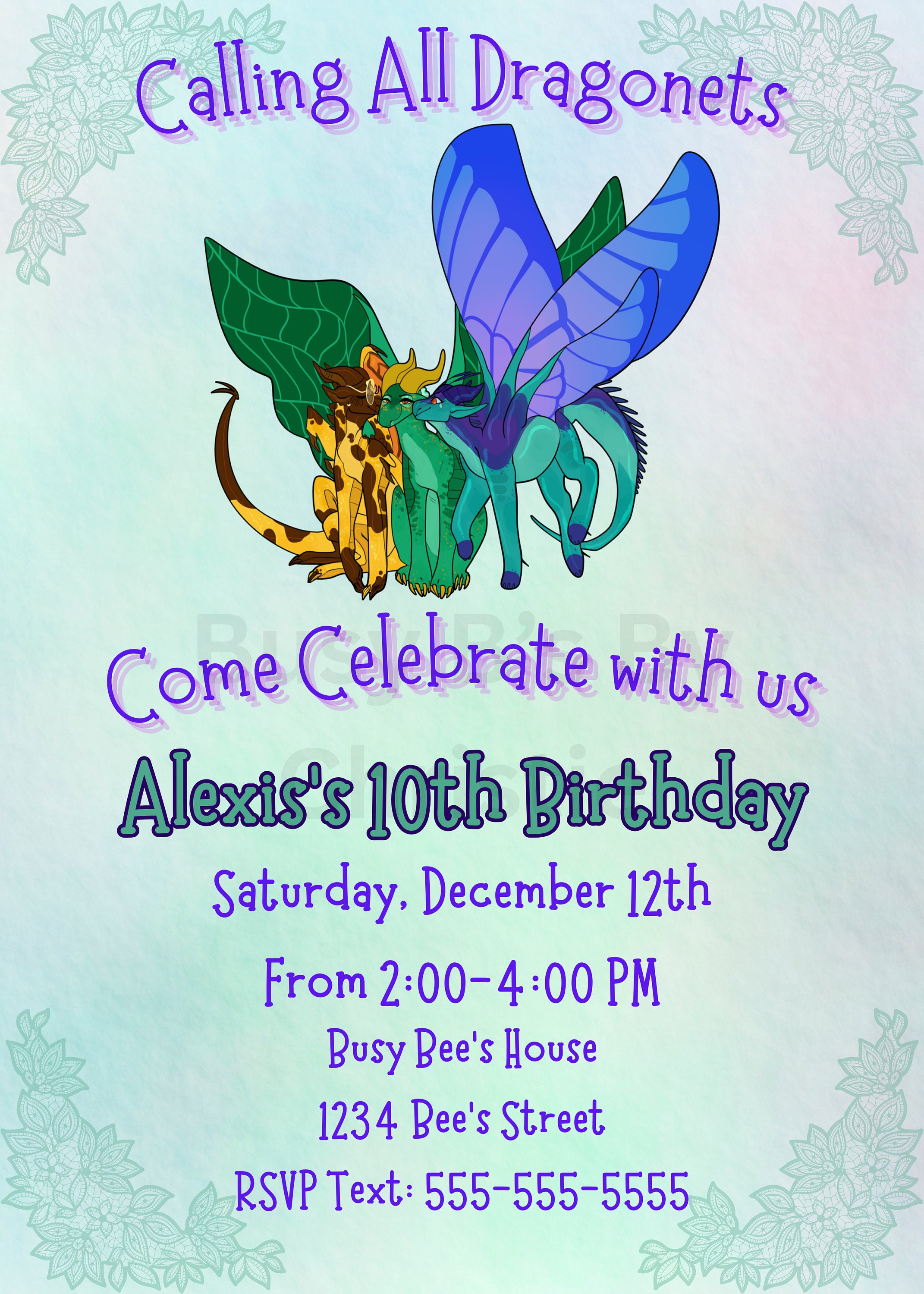 Wings of Fire Birthday Invitation: Dragon Party Theme (canva Template ...