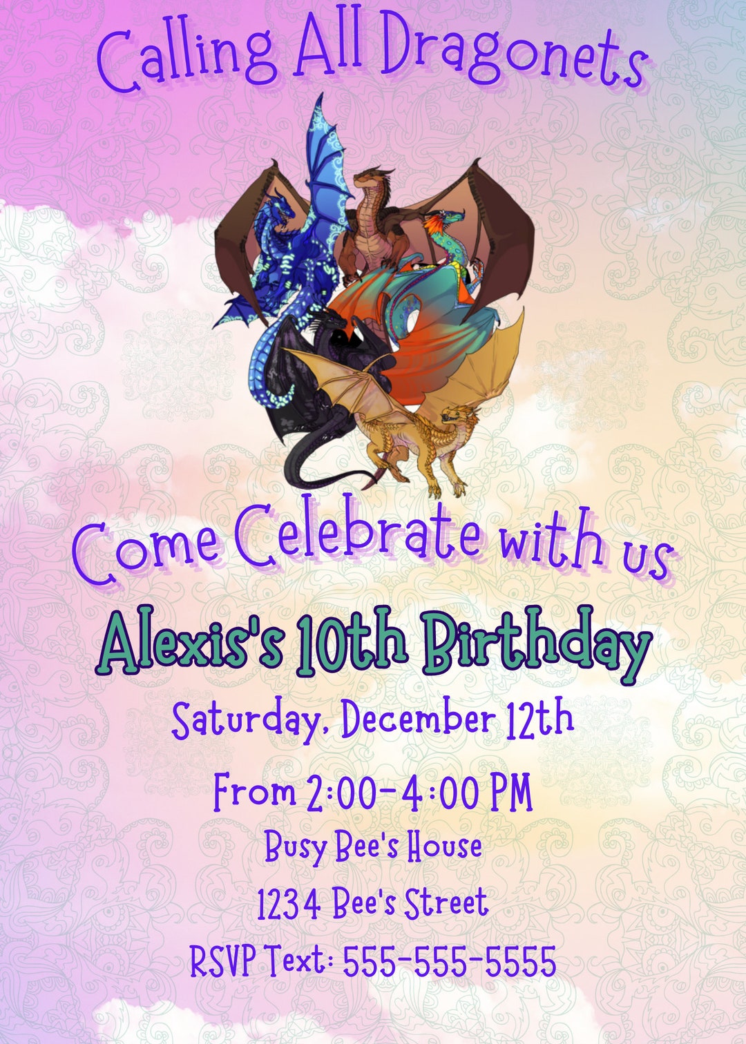 Wings of Fire Birthday Invitation Canva Template - Perfect for Fans of ...