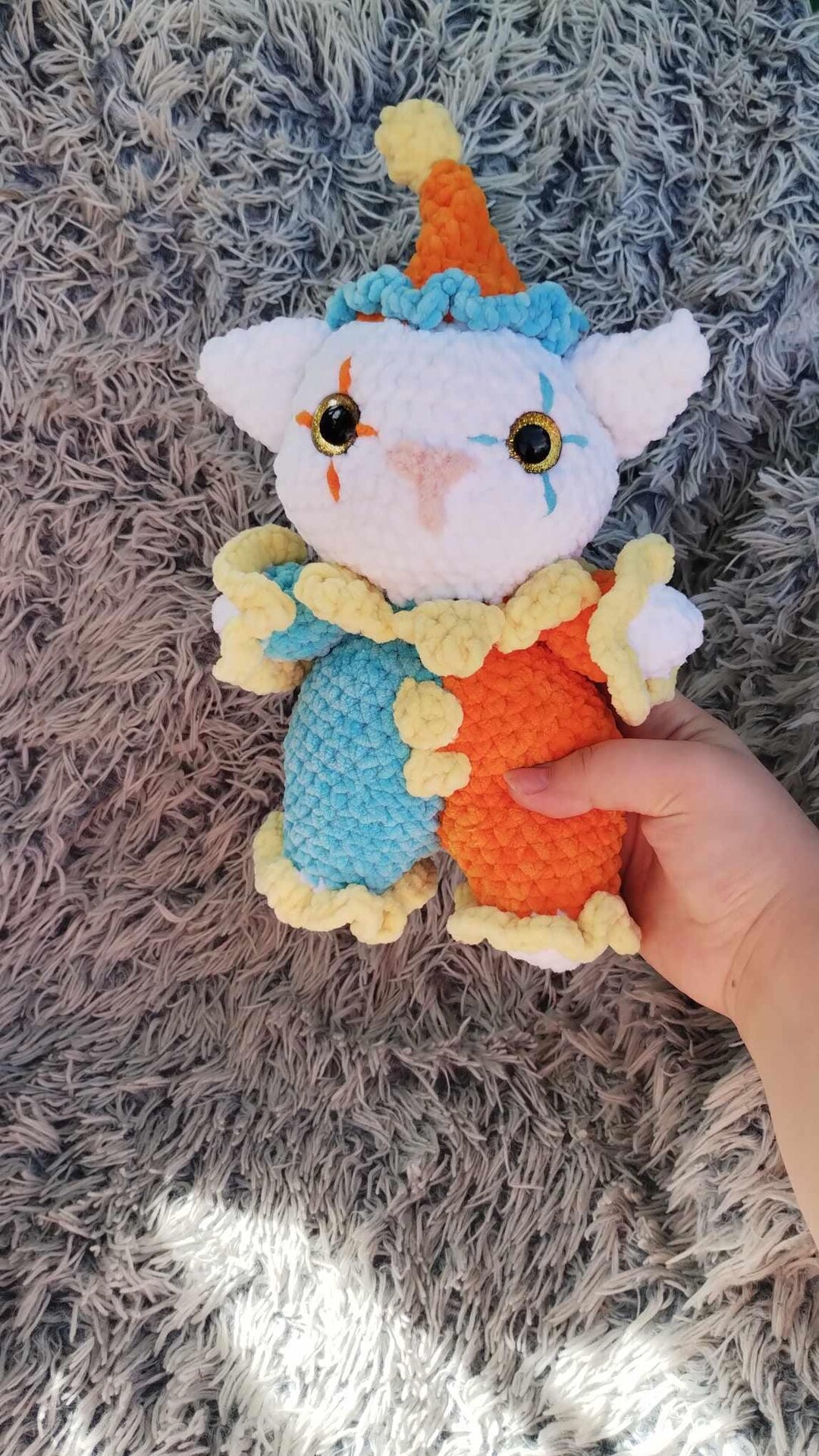 Crochet Jester Cat Plushie, Cuddly and Soft - Etsy