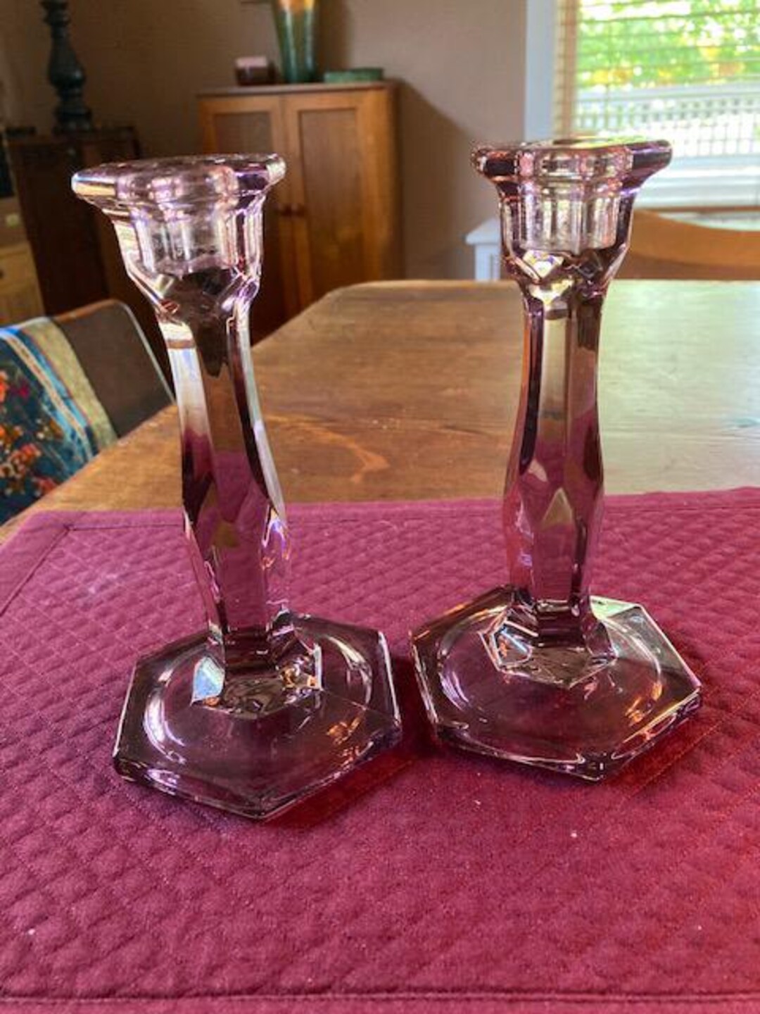Pair 7 Inch Amethyst or Light Purple Candlesticks: Quietly Stylish and ...