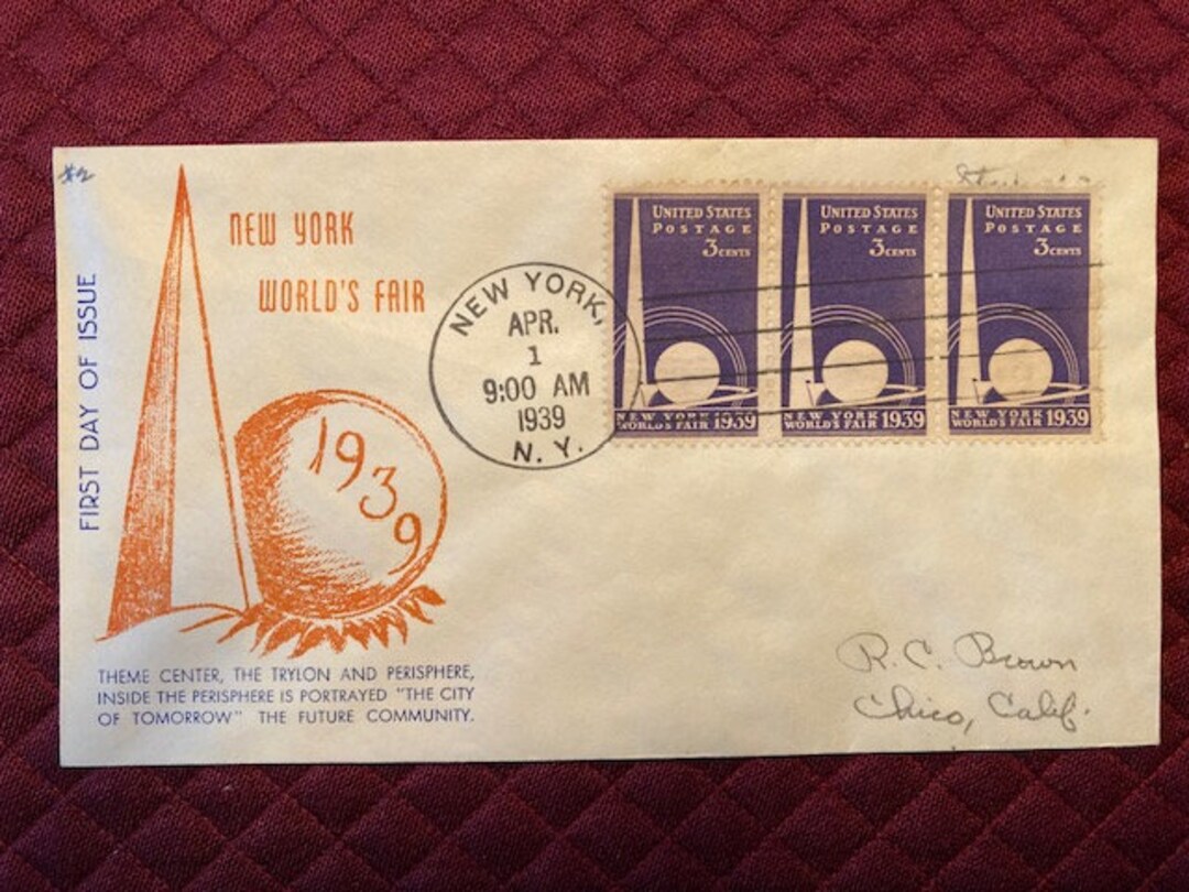 New York World's Fair Trylon and Perisphere 1939: 3 Stamps Large Logo ...