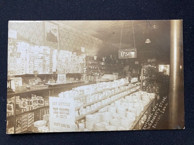 Interior General Store RPPC Postcard Panora Iowa, Cigars, Signage ...