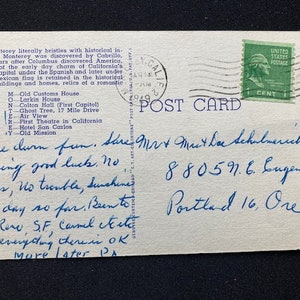 Large Letter Postcard Original MONTEREY, California--curt Teich Linen ...