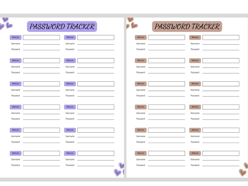 Password Tracker Printable Editable Password Log Password - Etsy