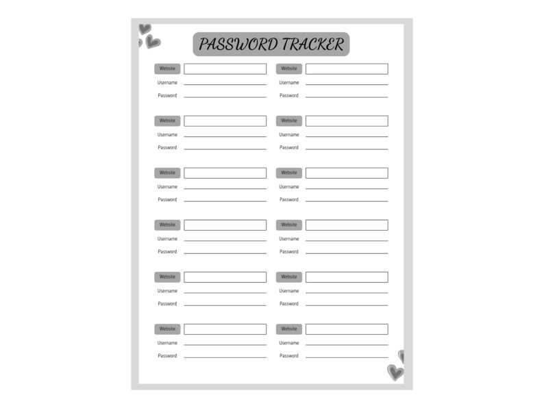 Password Tracker Printable, Editable Password Log, Password Book ...