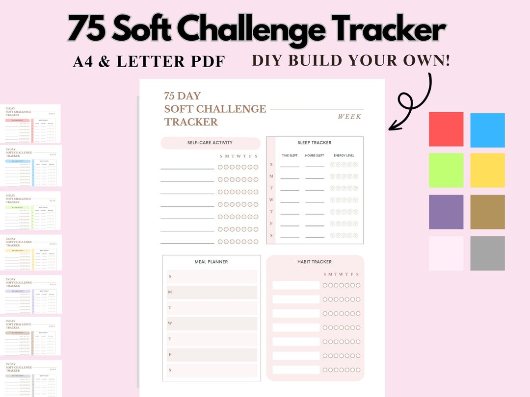 Editable 75 Soft Challenge Tracker Printable, Habit Tracker, Digital ...