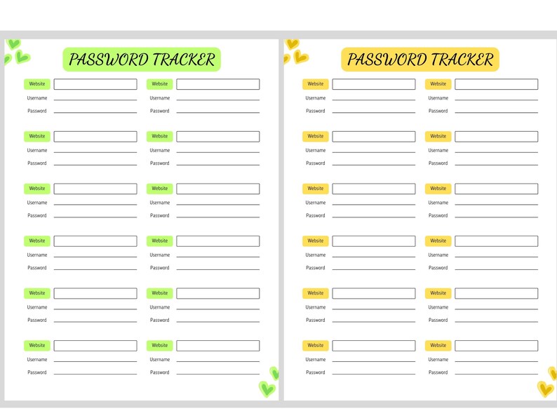 Password Tracker Printable Editable Password Log Password - Etsy