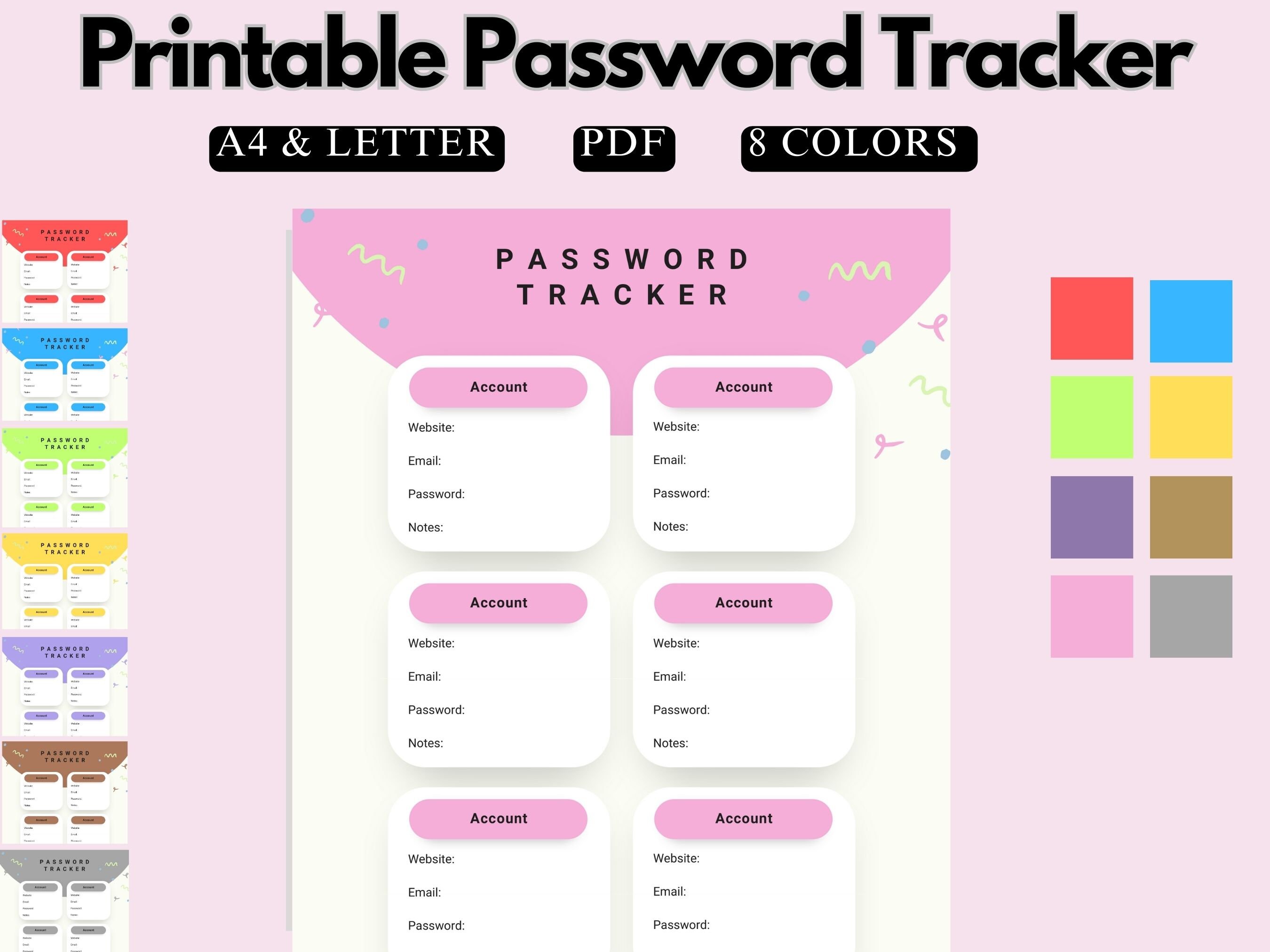 Password Tracker Printable, Password Log, Password Book, Planner ...