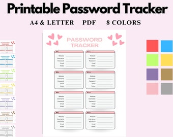 Password Tracker Printable, Editable Password Log, Password Book ...