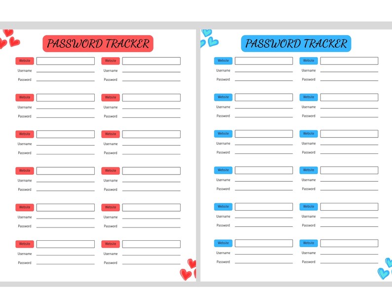 Password Tracker Printable Editable Password Log Password - Etsy