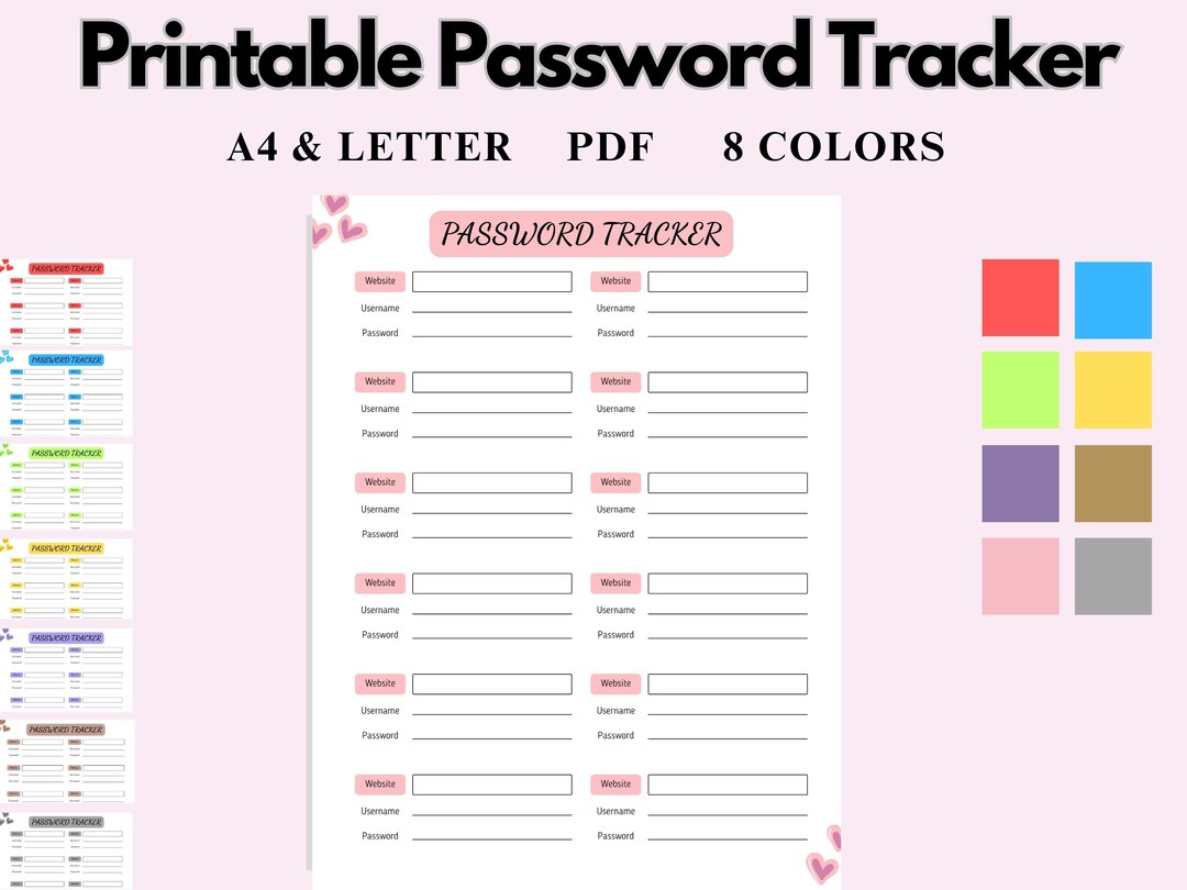 Password Tracker Printable, Editable Password Log, Password Book ...