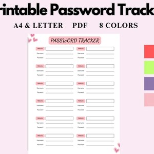 Password Tracker Printable, Editable Password Log, Password Book ...