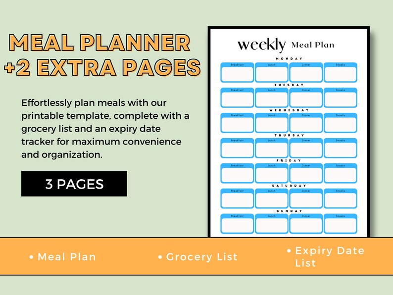 Meal Planner Printable Weekly Meal Planner Health Planner - Etsy