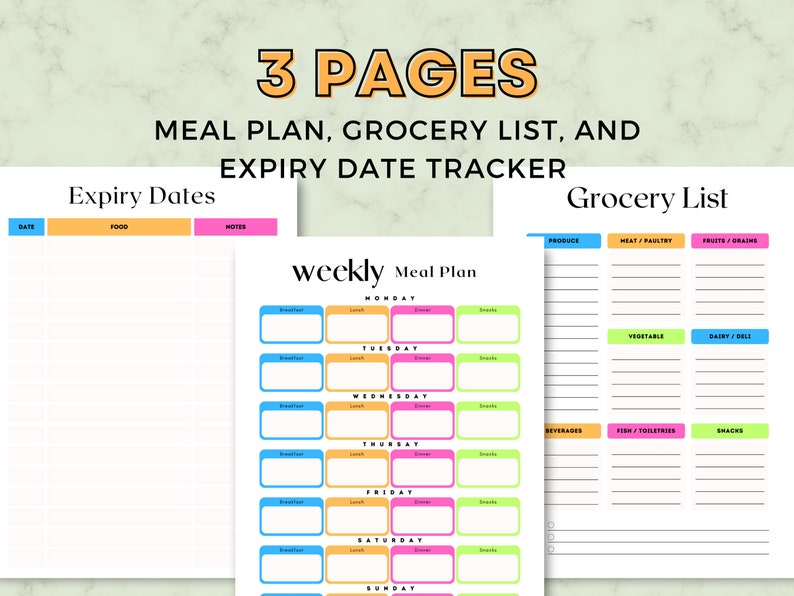 Meal Planner, Printable, Weekly Meal Planner, Health Planner, Grocery ...