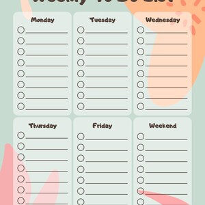 Cute Flower Pattern Weekly To-do List Digital Download - Etsy