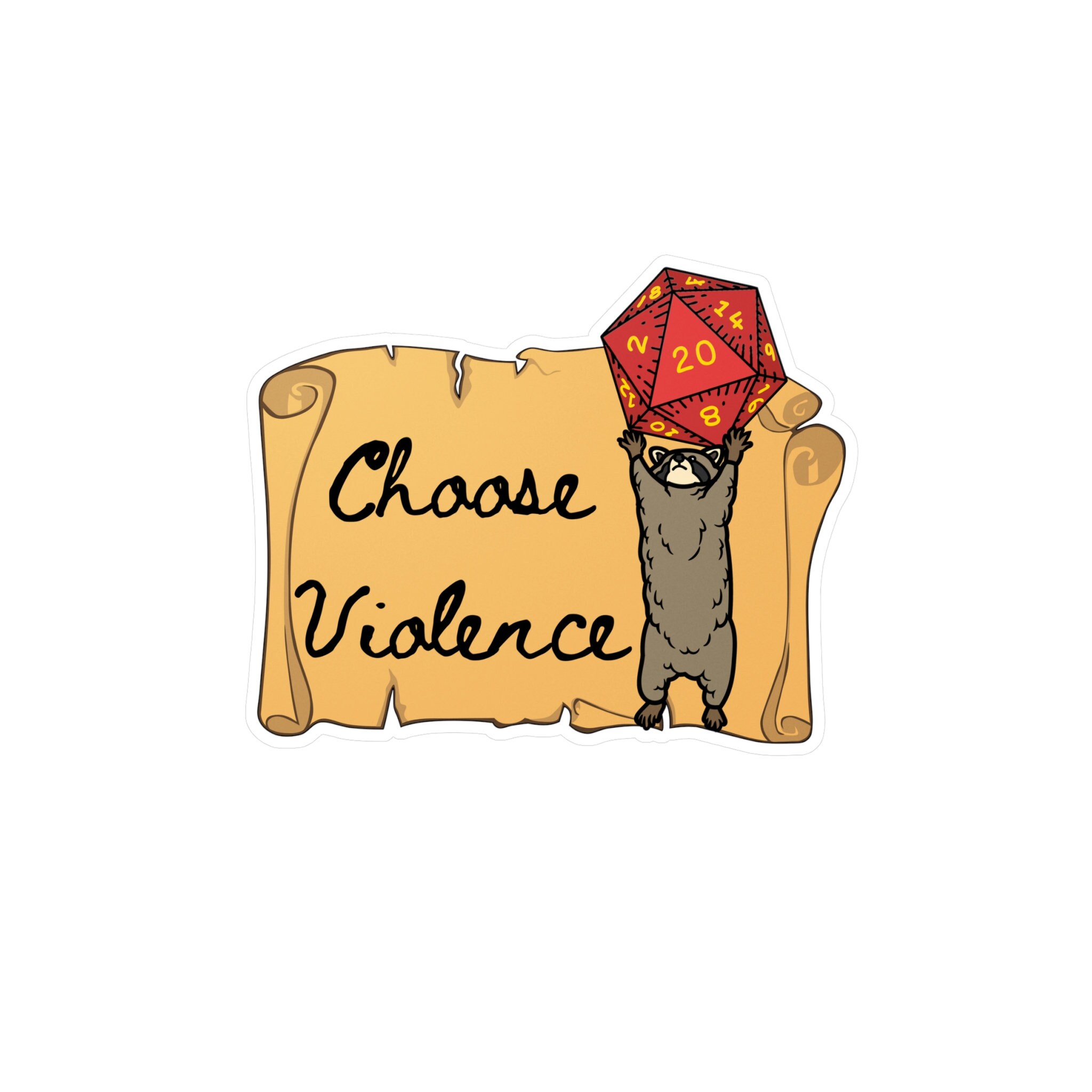 Choose Violence Dnd Raccoon Sticker, D&D Stickers, Raccoon Sticker ...
