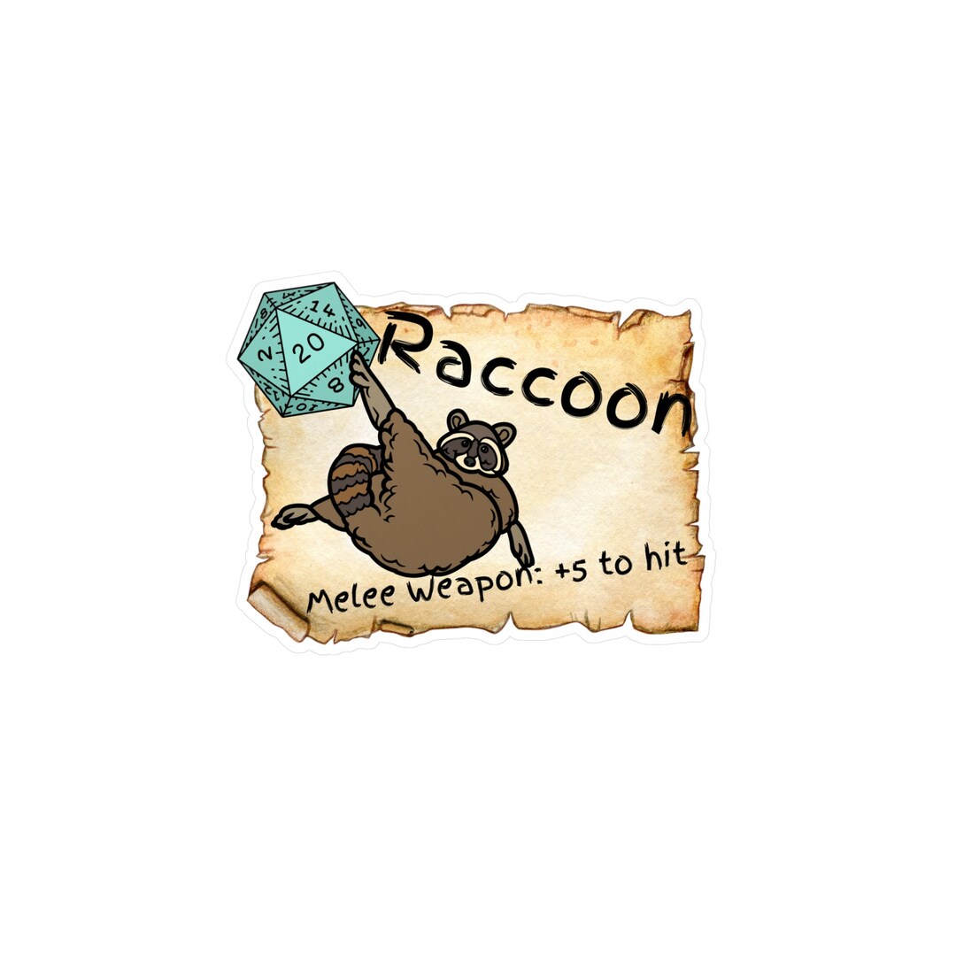Raccoon Scroll Dnd Decal Raccoon TTRPG Sticker D20 Vinyl - Etsy