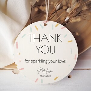 Round Baby Shower Thank You Tag Circle Gift Tag Fun Gift Thank You Tag ...