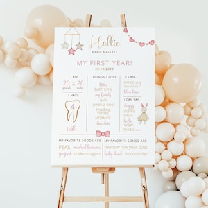 Milestone First Year Baby Facts Sign | Milestone First Birthday Sign ...