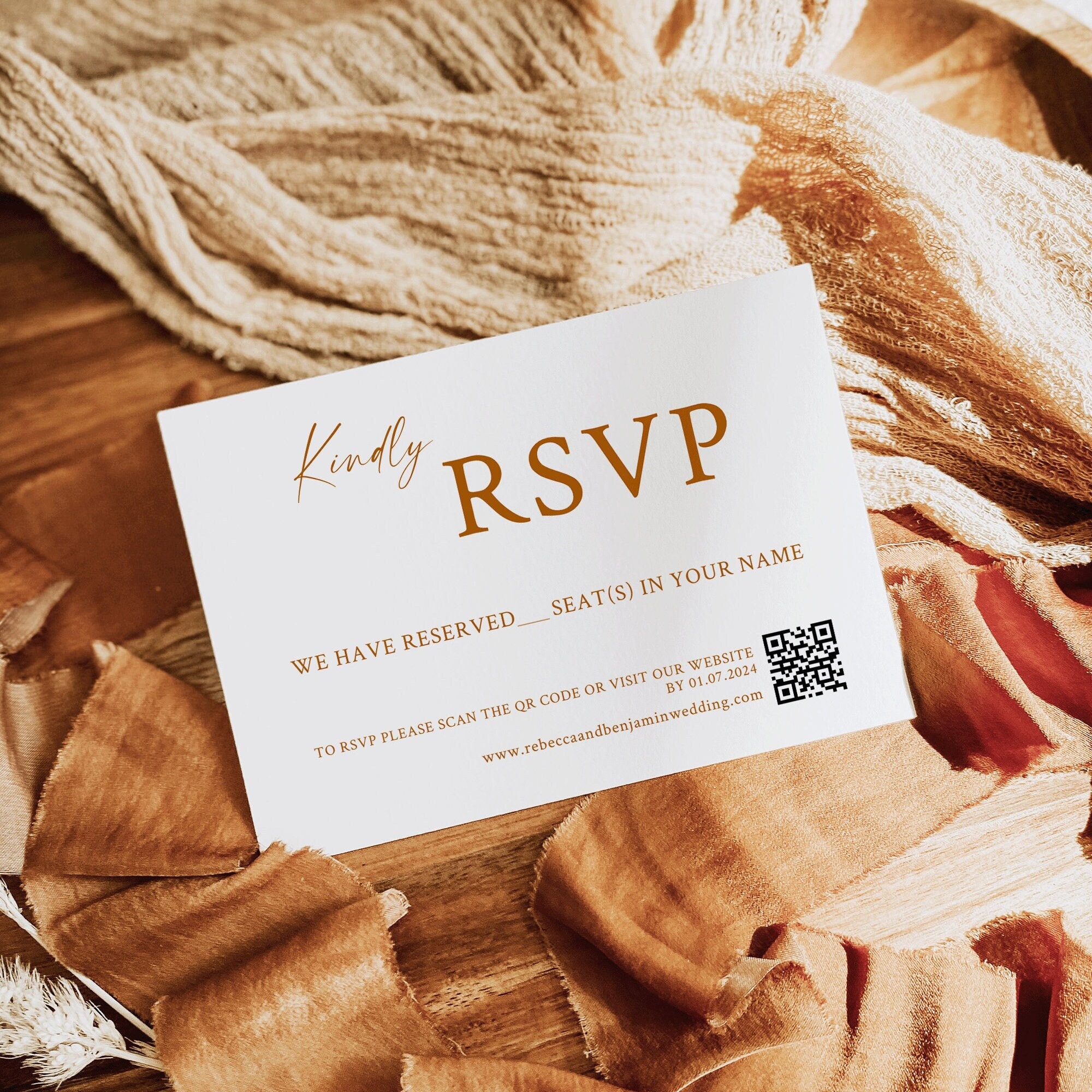RSVP Wedding With QR Code Card Template Minimalist Wedding - Etsy