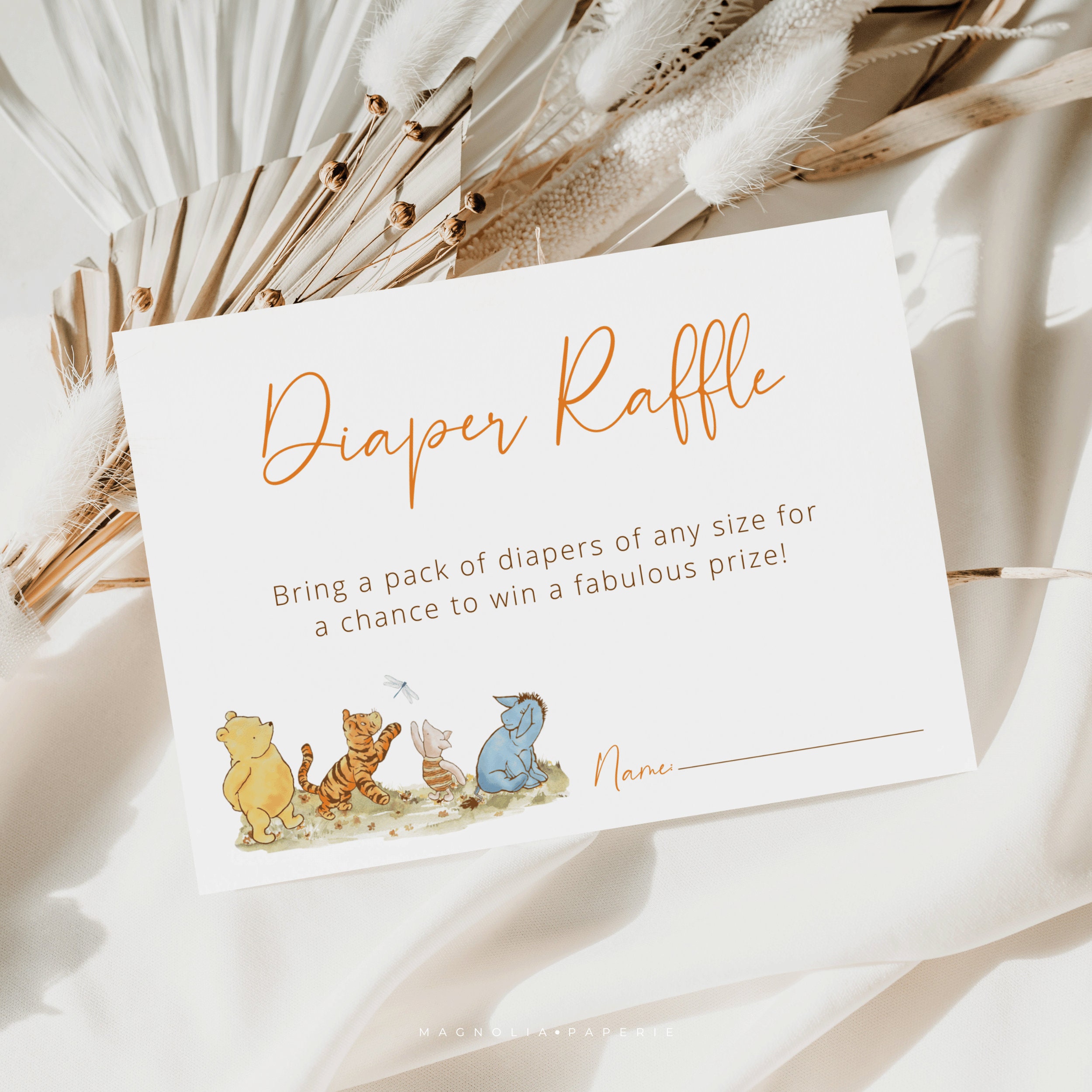 Winnie-the-pooh Diaper Raffle Card, Books for Baby Card, Pooh Bear Baby ...