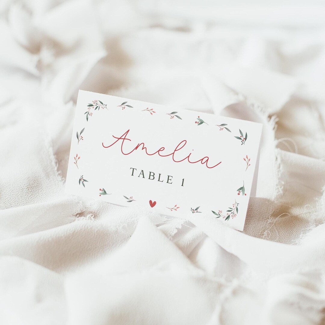 Editable Christmas Place Names Card Template, Place Names Wedding Cards ...