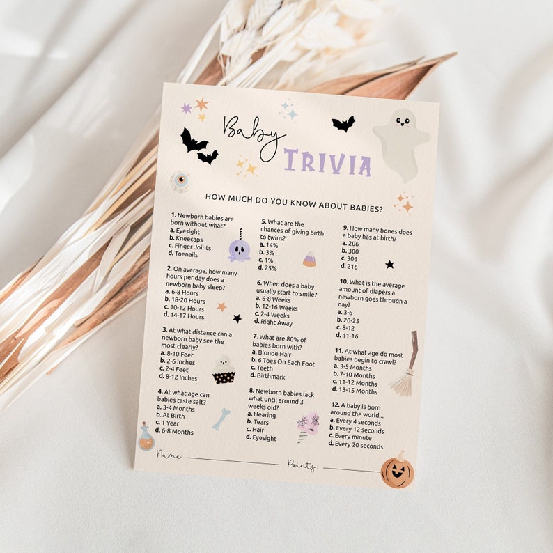 Baby Trivia Baby Shower Game, Spooky Baby Shower Games, Spooky Season ...