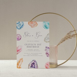Crystal Gemstone Birthday Invitation Template: She's a Gem (digital ...