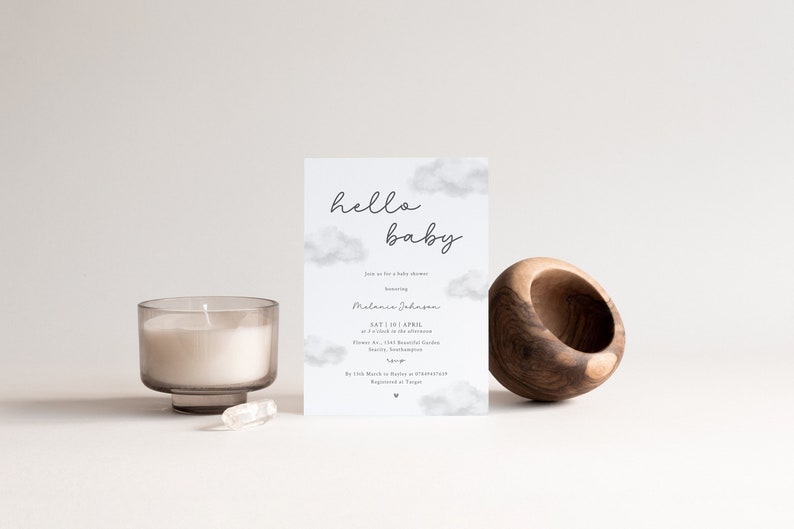 Editable Baby Shower Cloud 9 Invitation Realistic Cloud Invitation ...