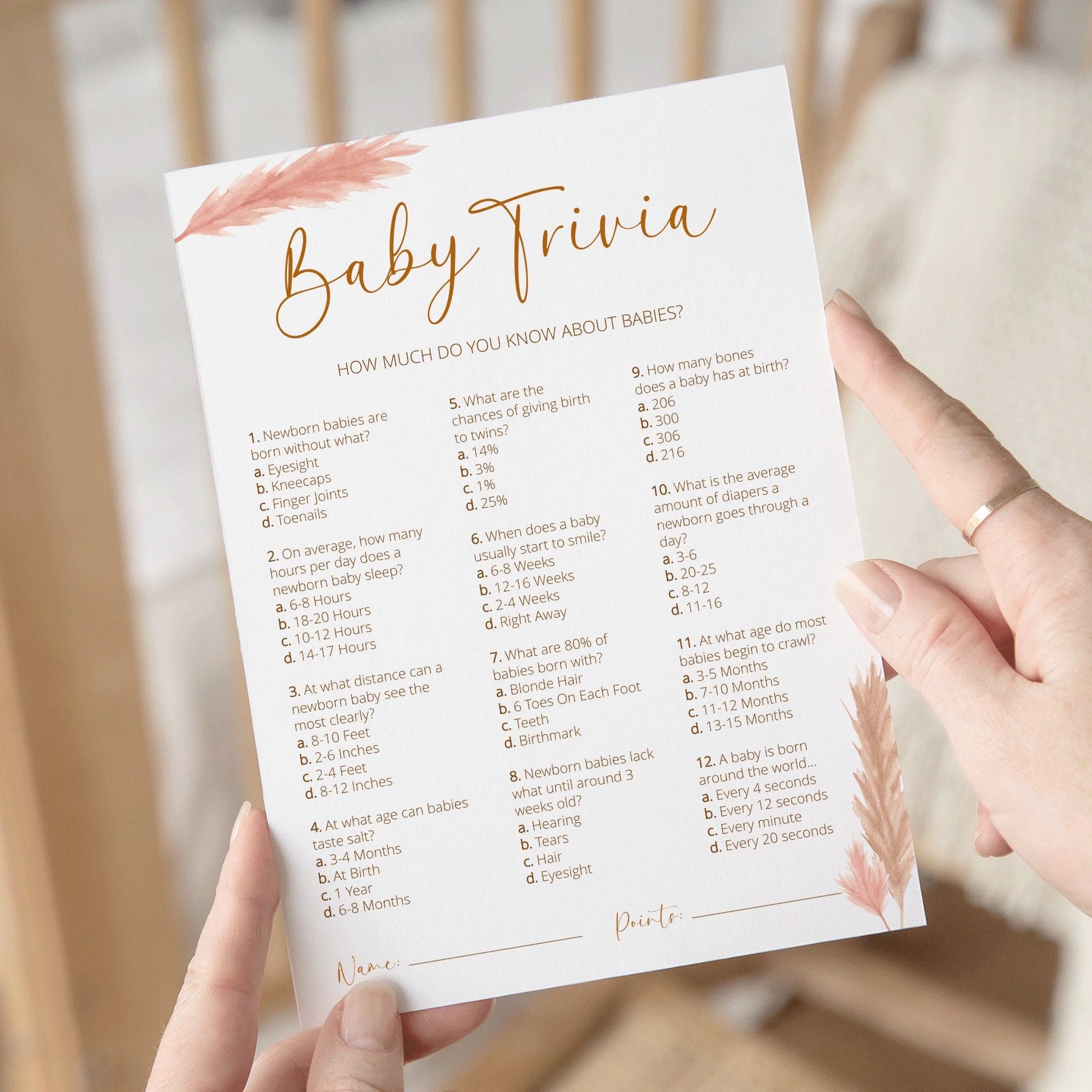 Boho Baby Trivia Baby Shower Game | Fun Baby Shower Activity ...