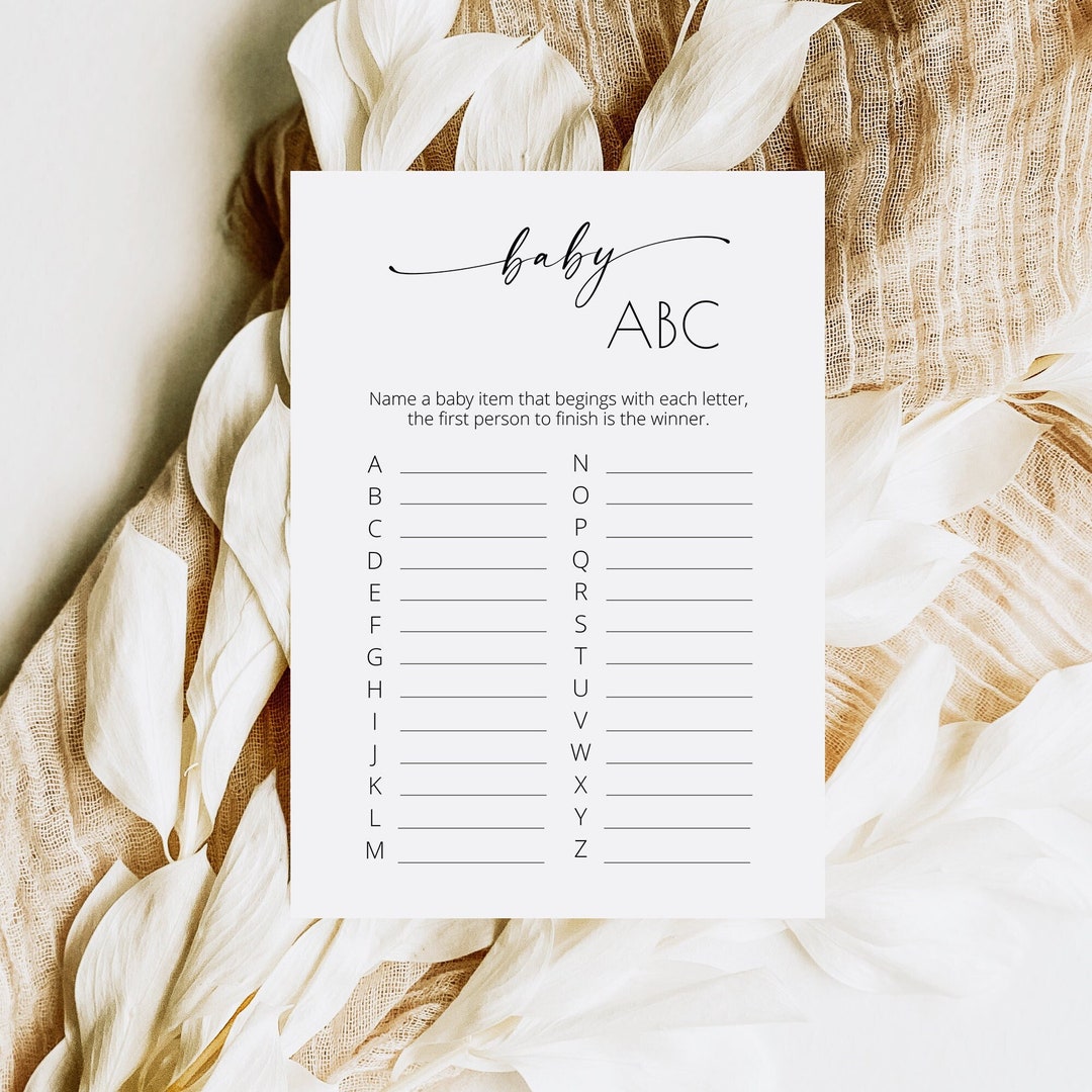 Minimalist ABC Baby Shower Activity Baby Shower ABC Game Fun Baby ...
