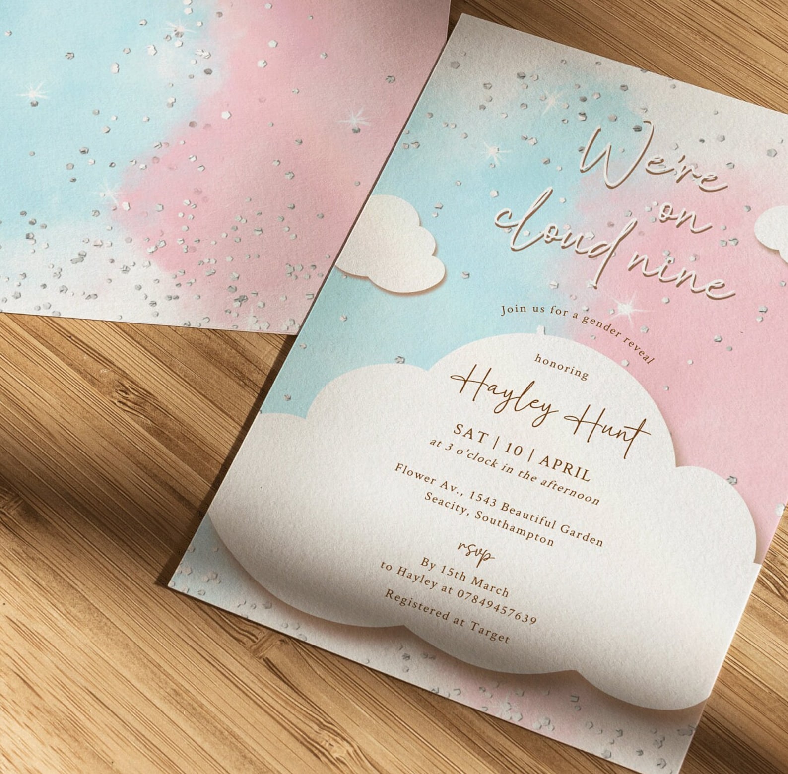 Gender Reveal Cloud-nine Invitation Template, Elegant Invitation on ...