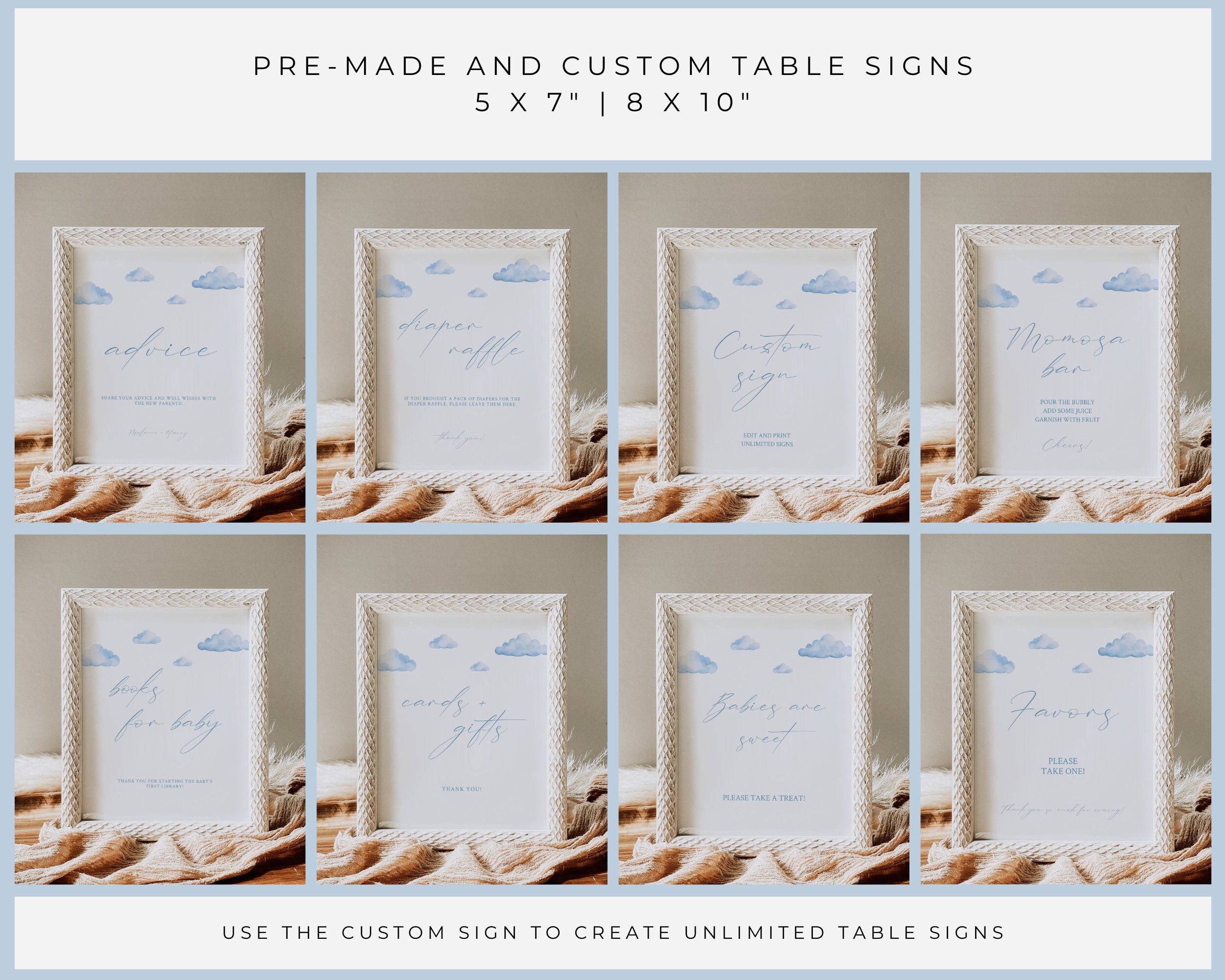 Cloud-nine Themed Baby Shower Bundle Template, Elegant Baby on Cloud 9 ...