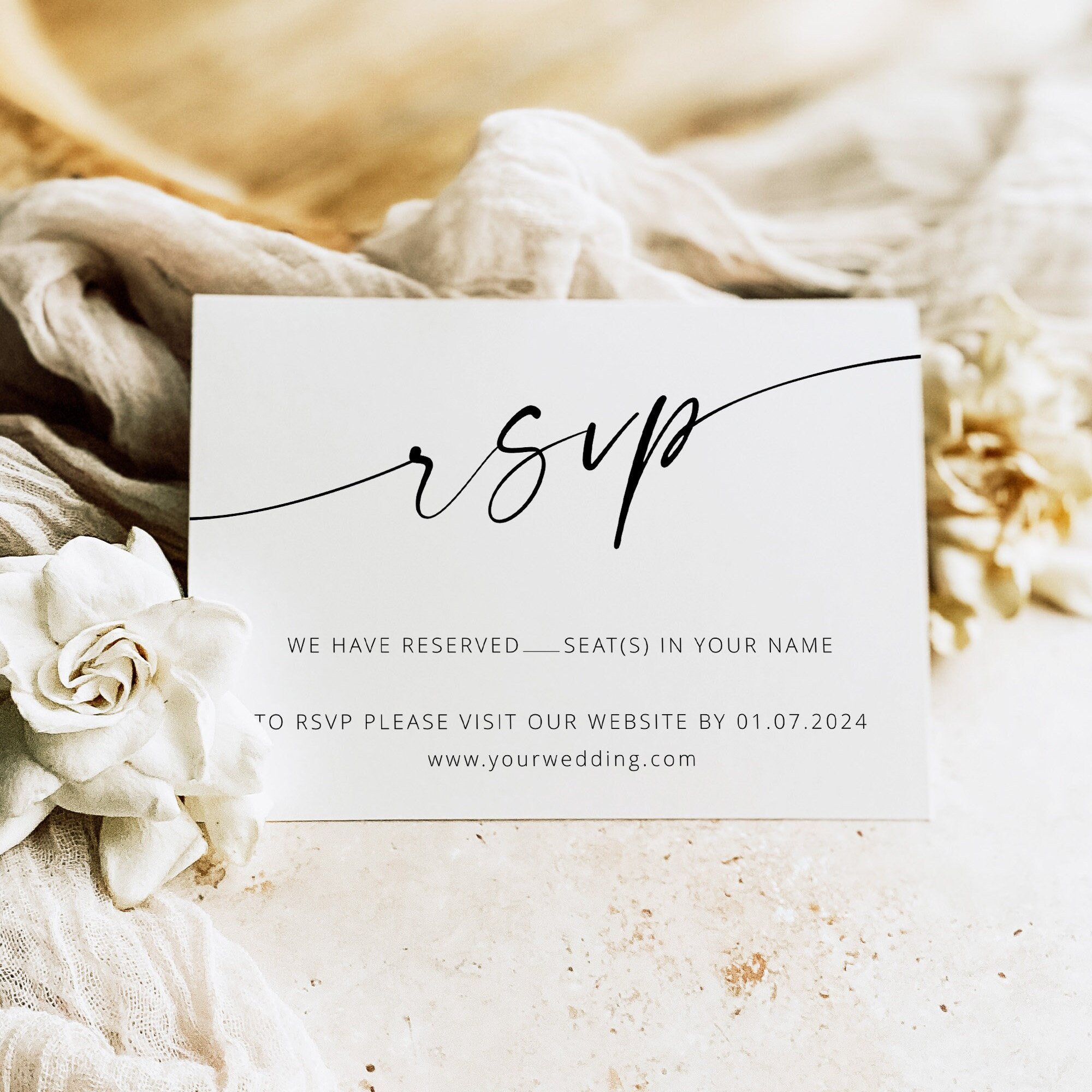 Minimalist Wedding RSVP Insert Card, RSVP Card Response for Wedding ...