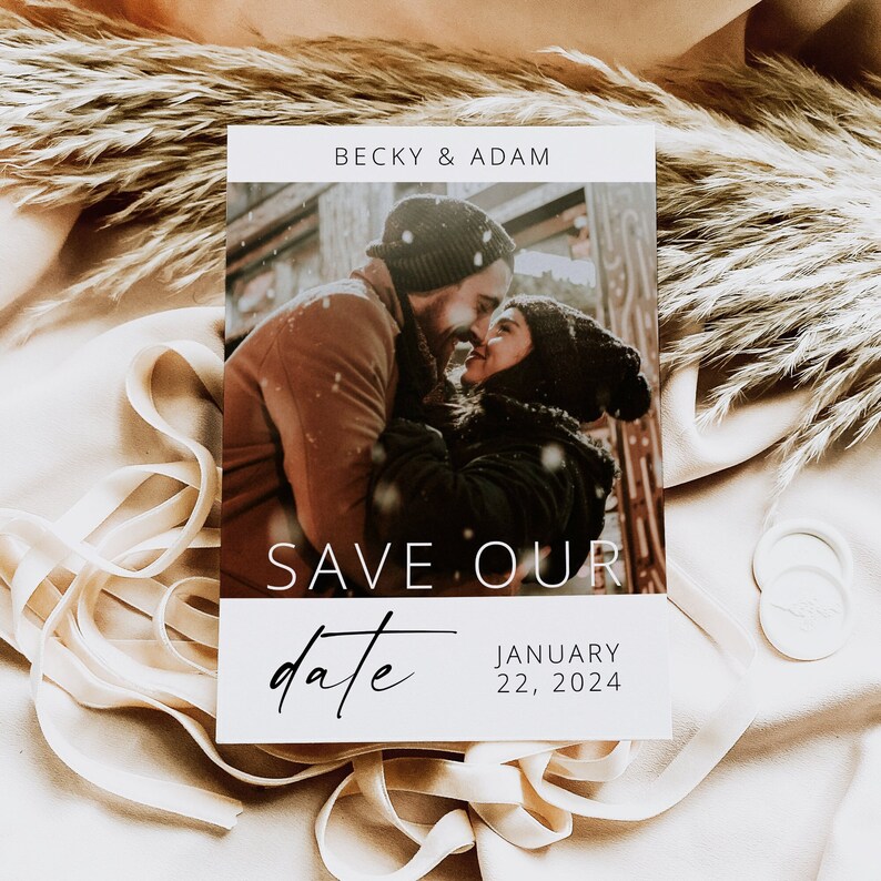 Wedding QR Code Save the Date Photo Template, Unique Editable Save Our ...