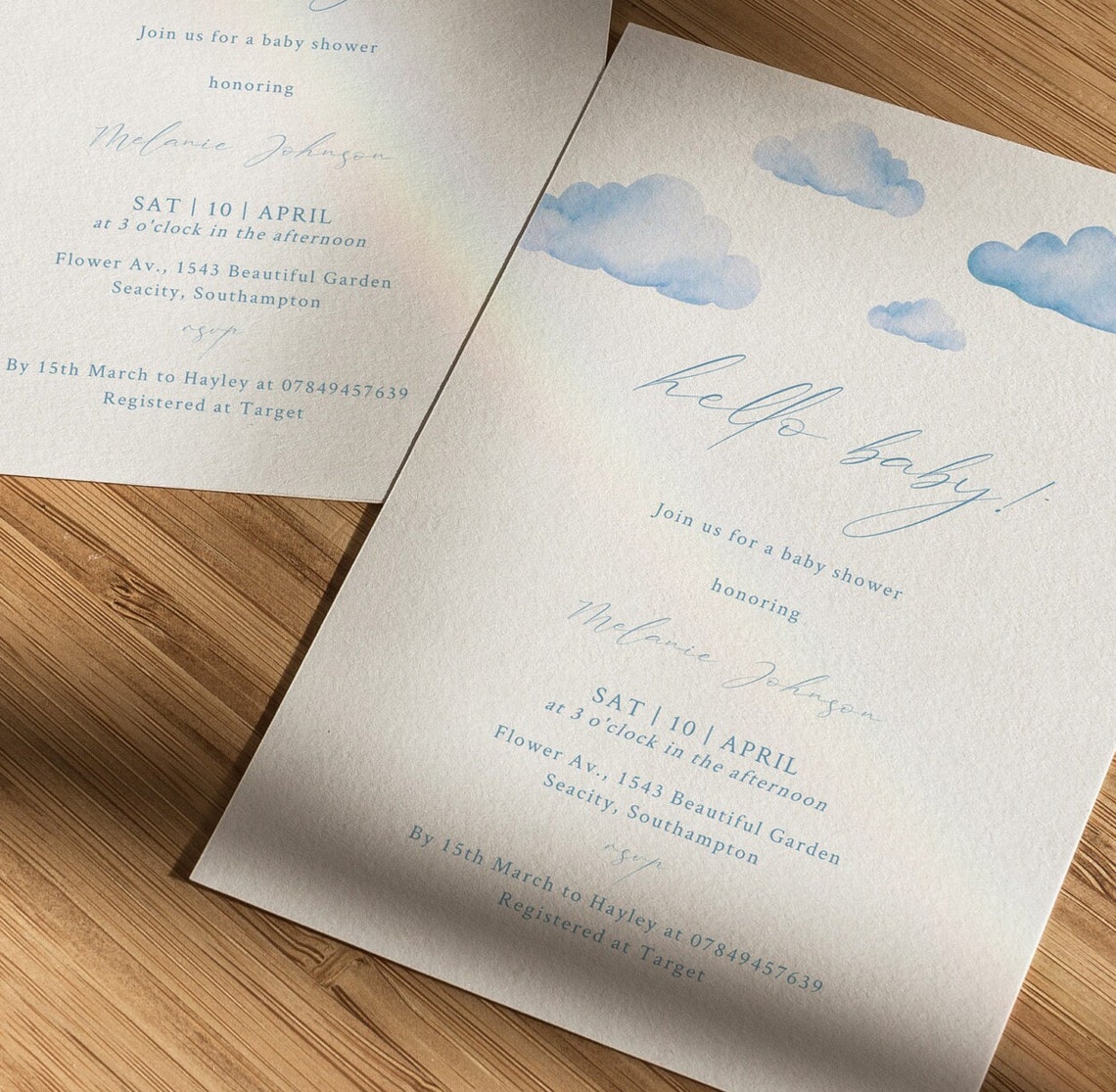 Hello Baby Cloud-nine Themed Baby Shower Invitation, Elegant Baby on ...