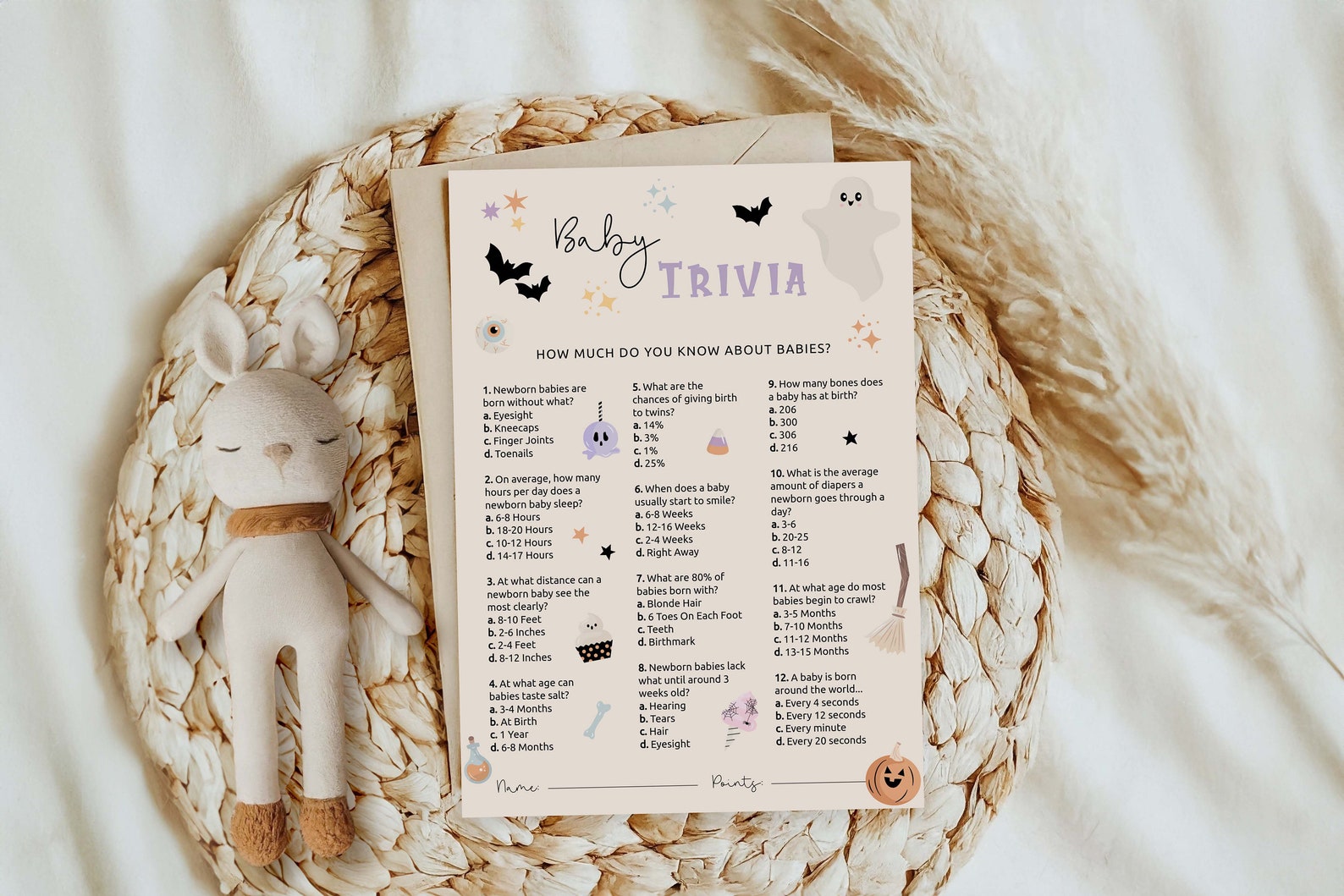 Baby Trivia Baby Shower Game, Spooky Baby Shower Games, Spooky Season ...
