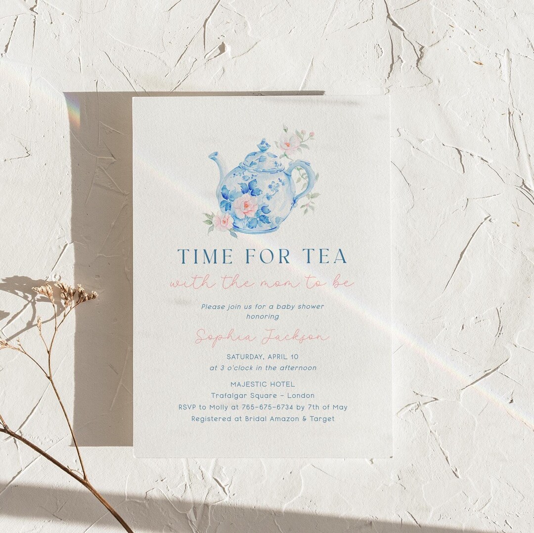 Editable Tea Party Baby Shower Invitation Template, Time for Tea With ...