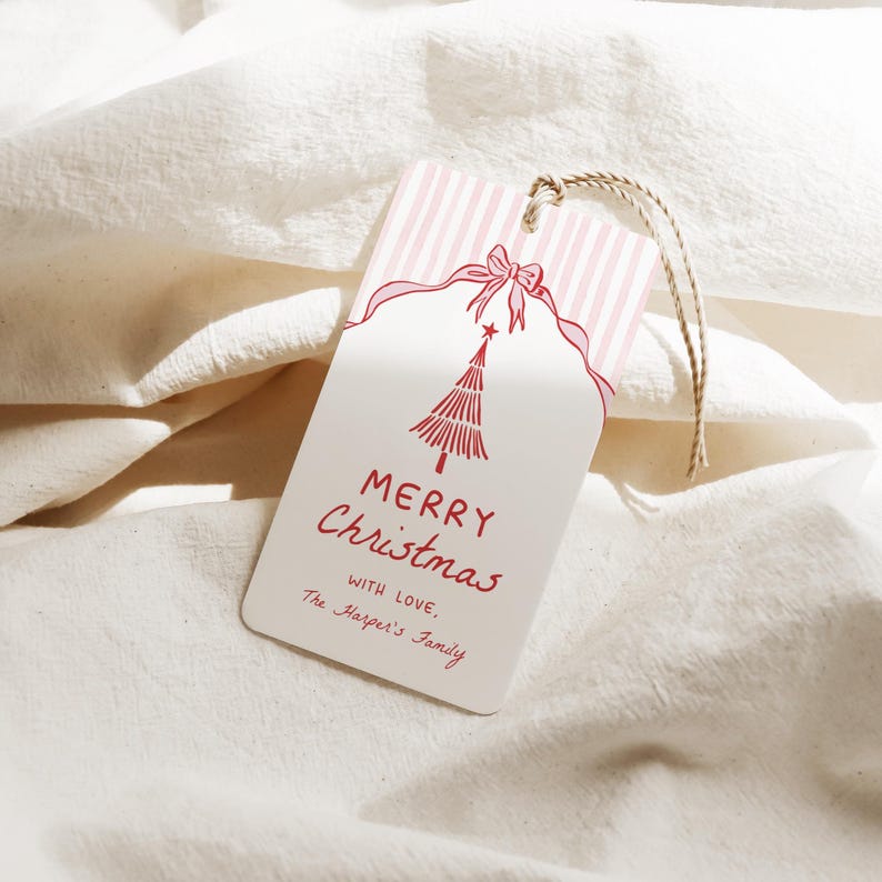 Christmas Thank You Tag Template, Holiday Party Favor Tag (digital File ...