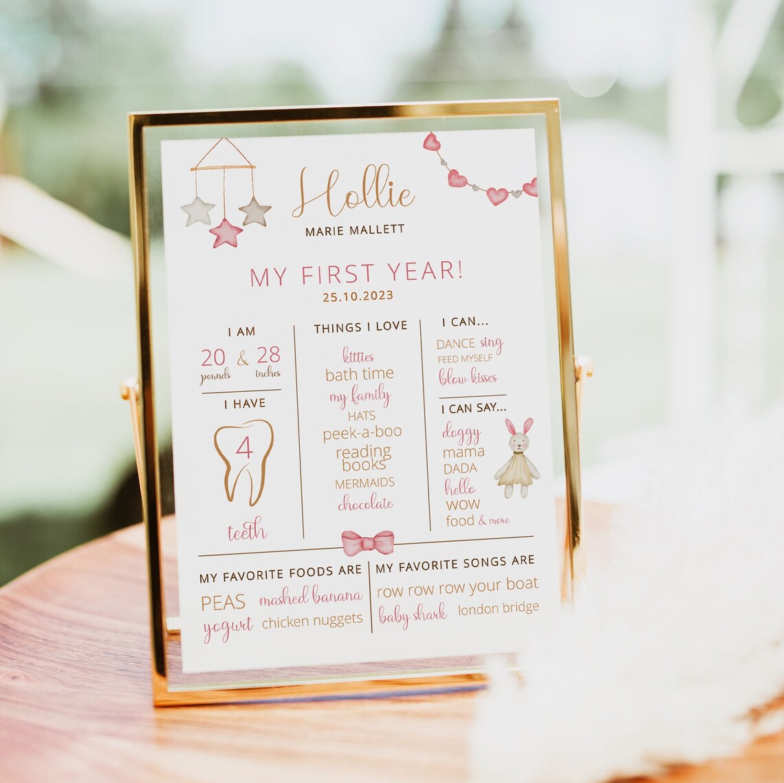 Milestone First Year Baby Facts Sign | Milestone First Birthday Sign ...
