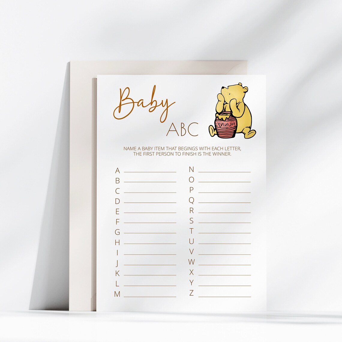 Winnie the Pooh Guessing Baby ABC Games for Baby Shower Fun Baby Shower ...