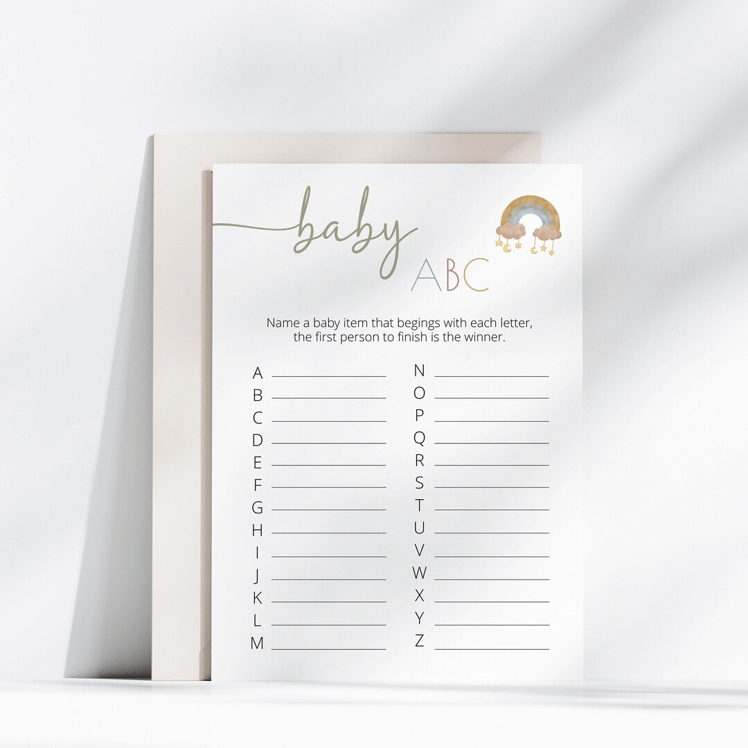Baby ABC Guessing Game for Baby Shower Fun Baby Shower Game Activity ...