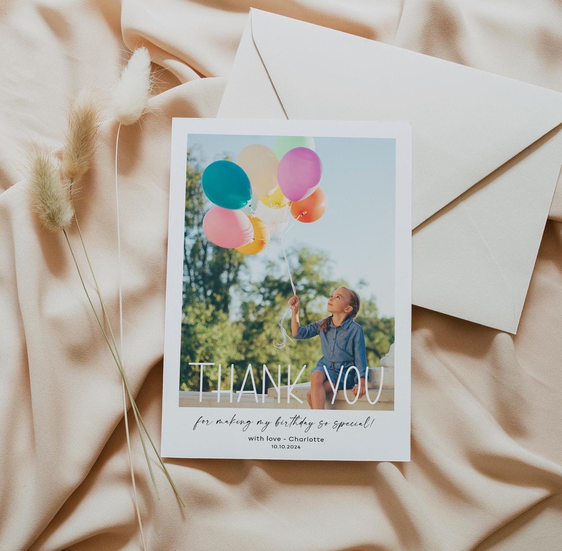 Editable Photo Birthday Thank You Card Template (digital Download) - Etsy