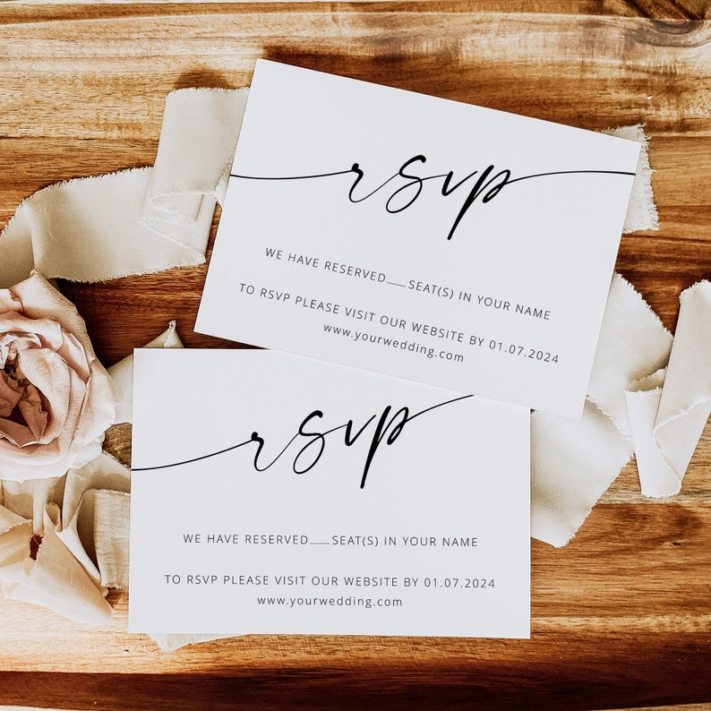 Minimalist Wedding RSVP Insert Card, RSVP Card Response for Wedding ...