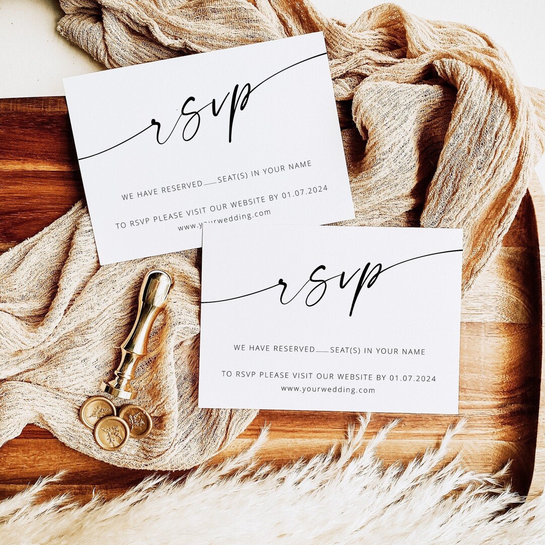 Minimalist Wedding RSVP Insert Card, RSVP Card Response for Wedding ...