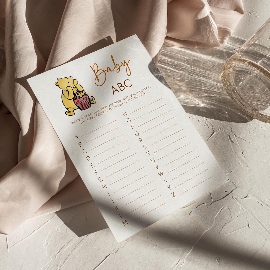 Winnie the Pooh Baby ABC Baby Shower Game, Editable Guessing Game ...