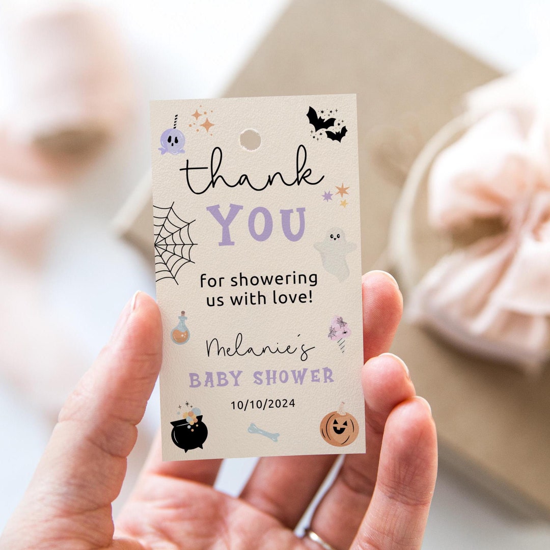 Editable Halloween Thank You Favor Tag Template, Spooky Season Baby ...