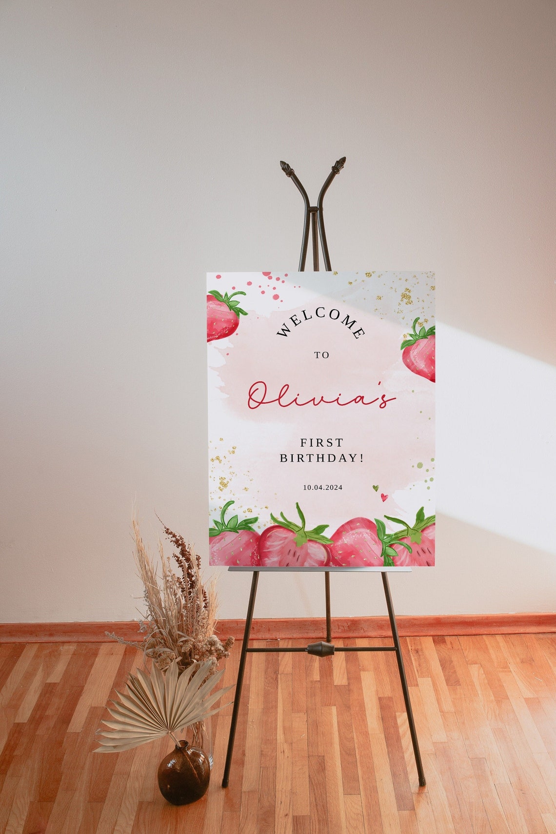 Welcome Sign Berry First Birthday Template, Strawberry Birthday Party ...