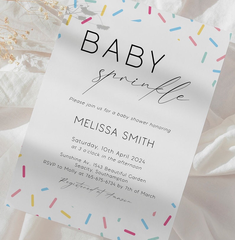 Editable Baby Shower Sprinkle Invitation Template, Baby Sprinkle ...