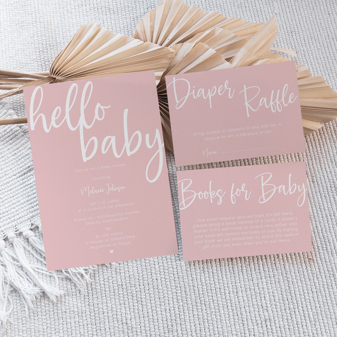 Baby Shower hello Baby Invitation Set Template, Instant Download Books ...
